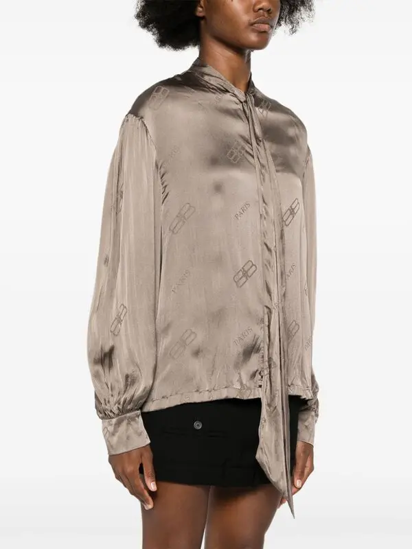 Balenciaga Bb Logo-print Silk Shirt