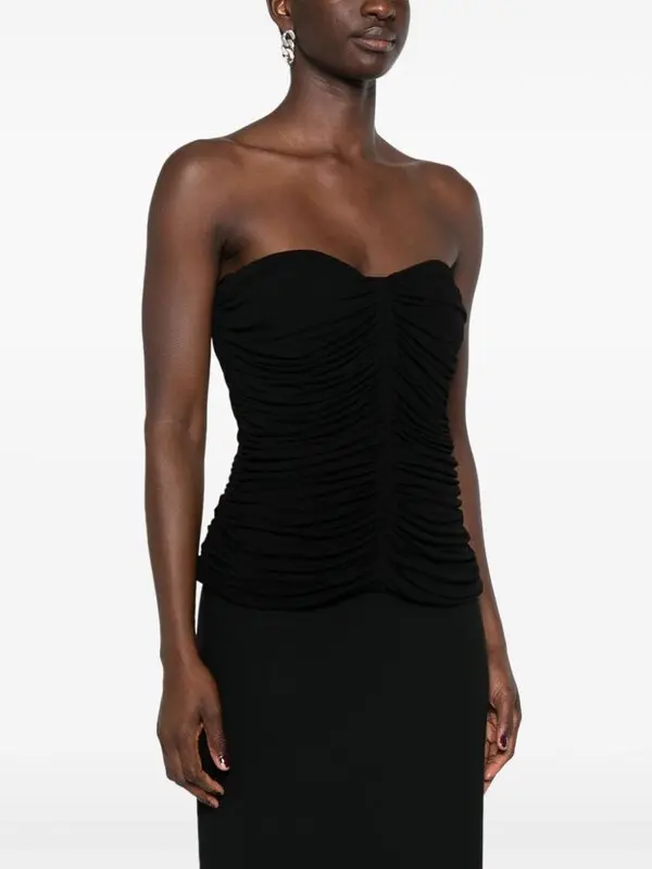 Saint Laurent Ruched Strapless Top