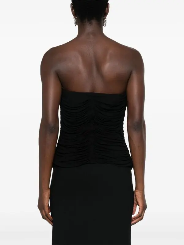Saint Laurent Ruched Strapless Top