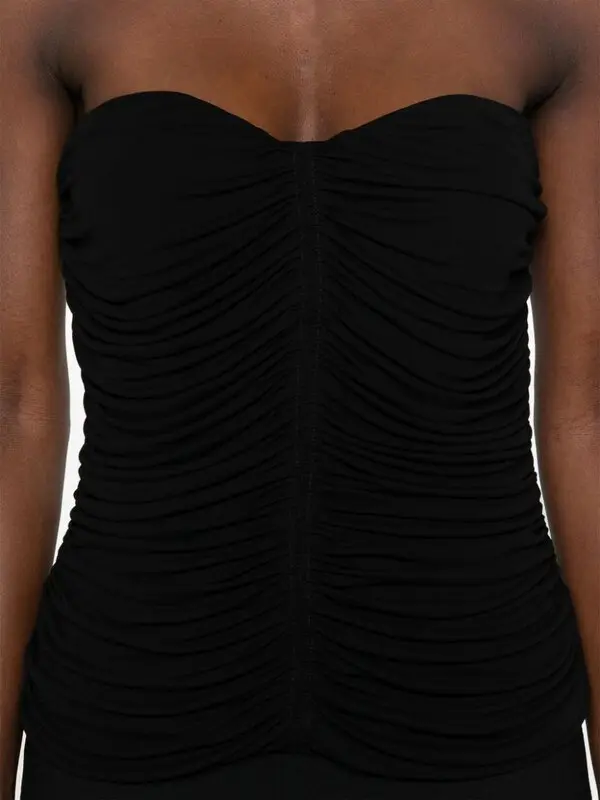 Saint Laurent Ruched Strapless Top