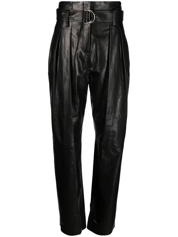 IRO PARIS Adica Straight-leg Leather Trousers - Black