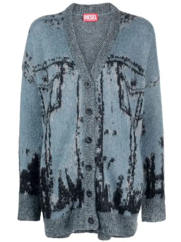 DIESEL® M-rodi Patterned Intarsia-knit Cardigan
