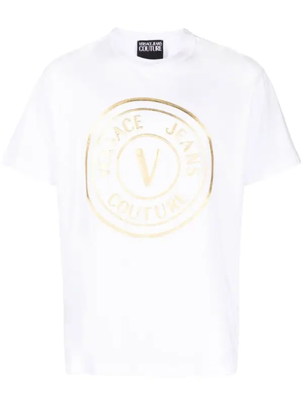 Versace Logo Foil-print Cotton T-shirt - White