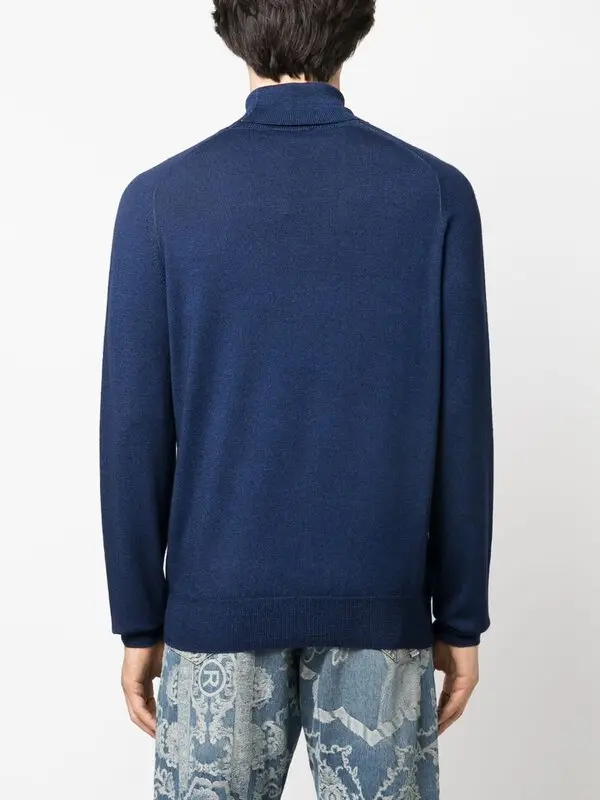 Etro Pegaso-embroidered Roll-neck Jumper - Blue