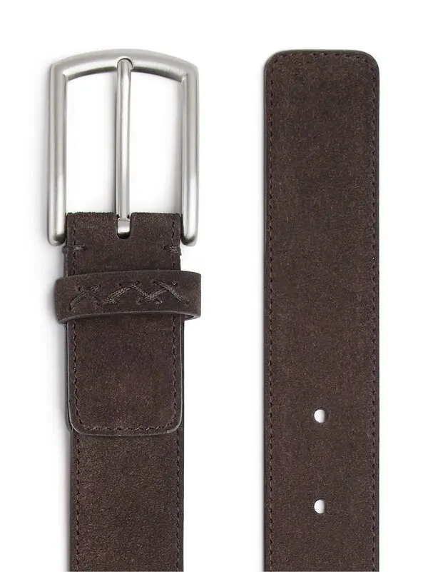 Zegna Suede Buckle Belt - Brown
