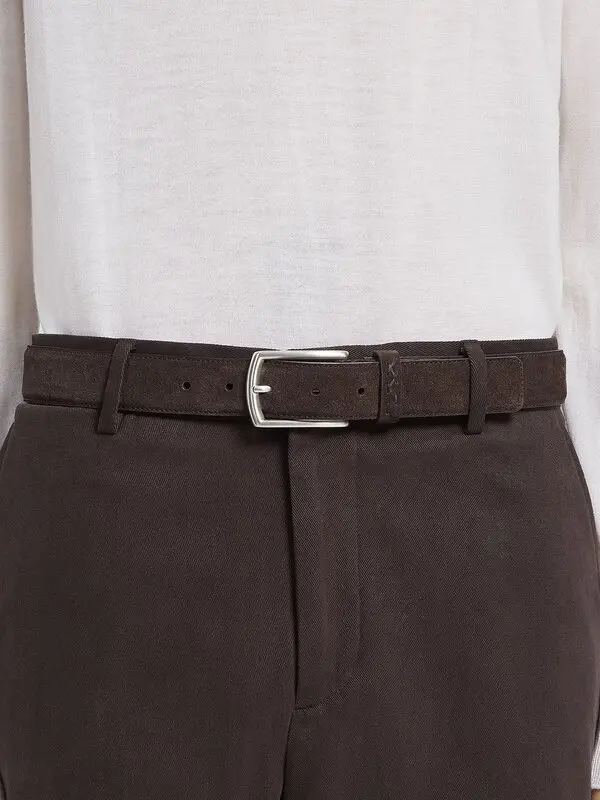 Zegna Suede Buckle Belt - Brown