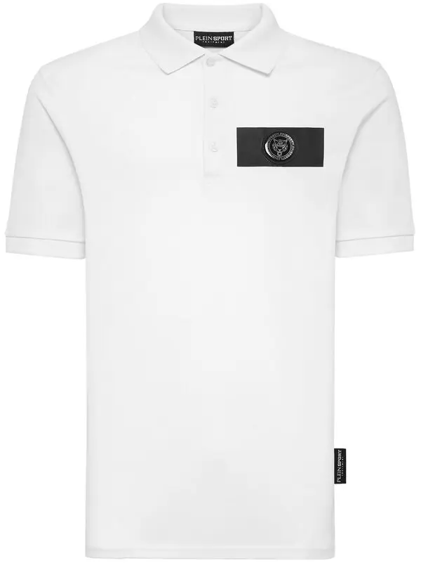 PLEIN SPORT Logo-print Cotton Polo Shirt - White