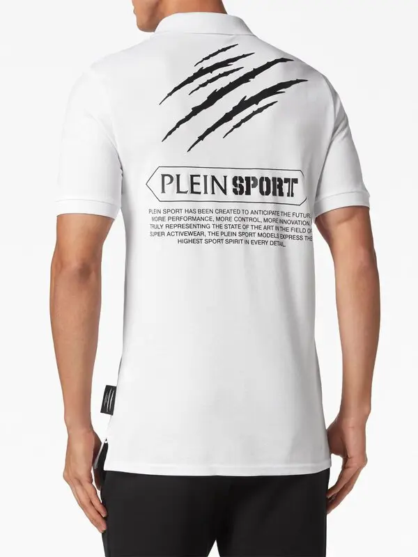 PLEIN SPORT Logo-print Cotton Polo Shirt - White