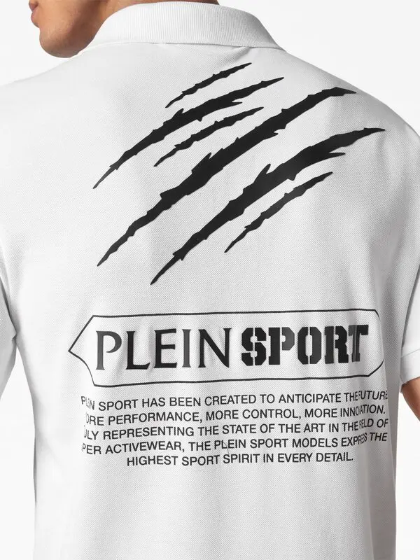 PLEIN SPORT Logo-print Cotton Polo Shirt - White