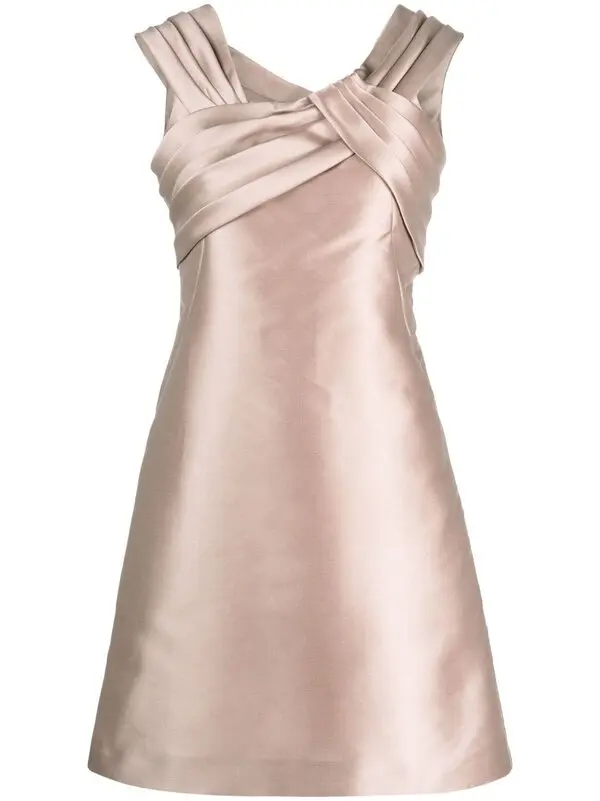 Alberta Ferretti Pintucked Satin Minidress - Pink