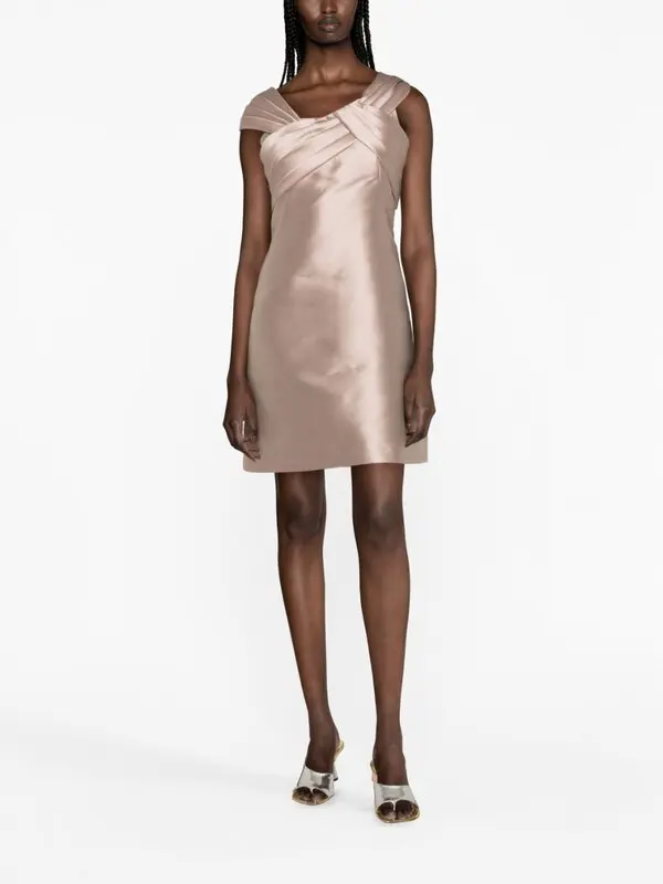 Alberta Ferretti Pintucked Satin Minidress - Pink
