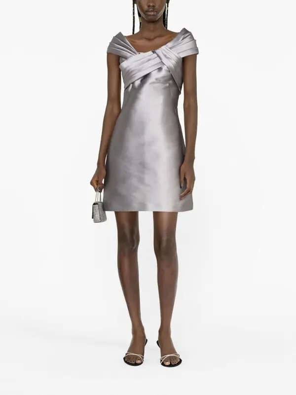 Alberta Ferretti Pleated Mikado Mini Dress