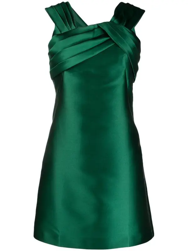 Alberta Ferretti Pleated Mikado Minidress - Green