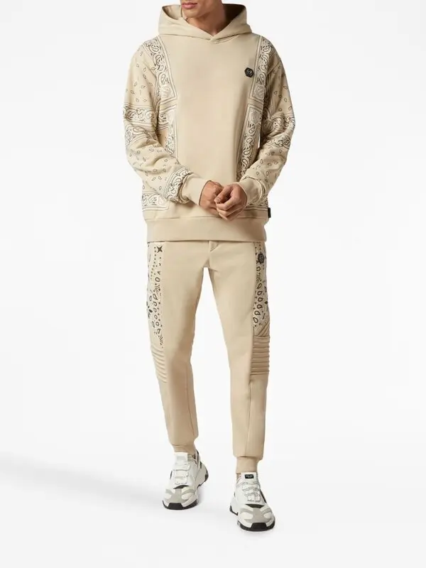 Philipp Plein Logo-patch Cotton Hoodie - Neutrals