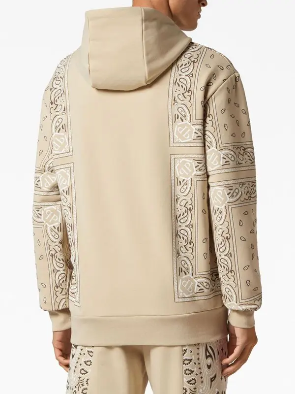 Philipp Plein Logo-patch Cotton Hoodie - Neutrals