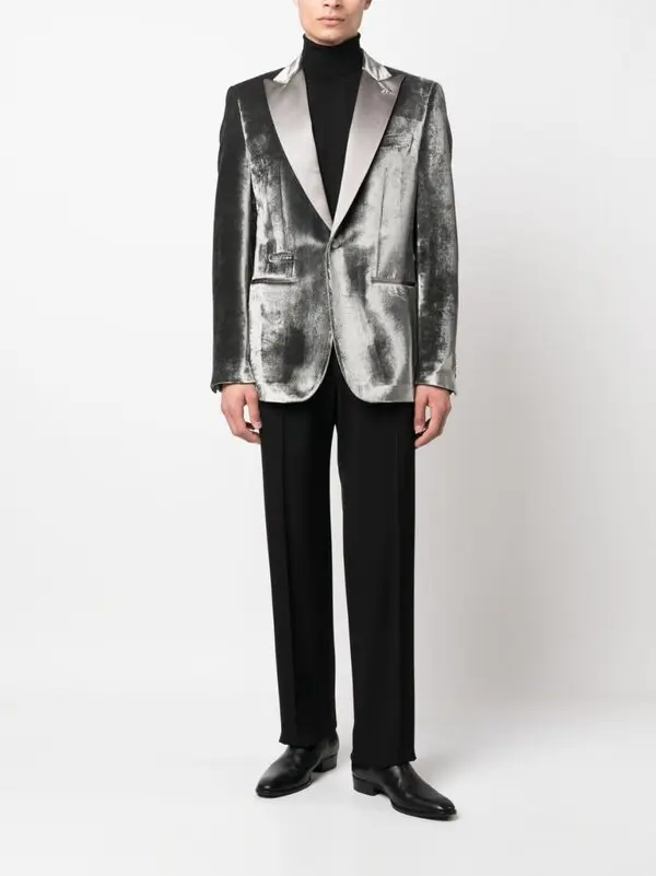 Philipp Plein Single-breasted Velvet Blazer - Grey