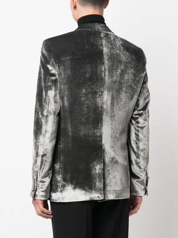 Philipp Plein Single-breasted Velvet Blazer - Grey