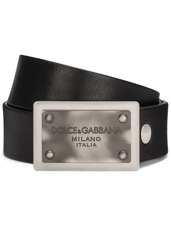 Dolce & Gabbana Logo-buckle Leather Belt - Black
