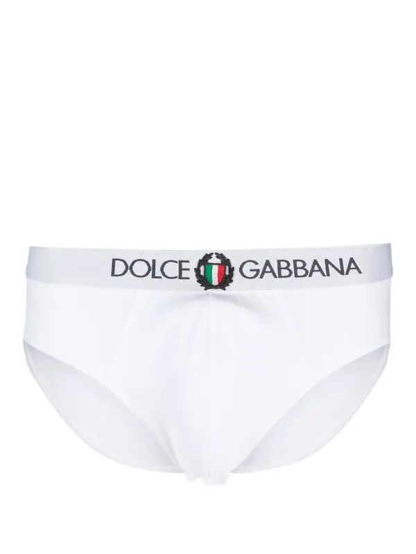 Dolce & Gabbana Logo-waistband Stretch-cotton Briefs - White