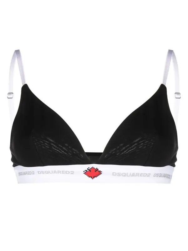 Dsquared2 Leaf-print Logo-waistband Bra