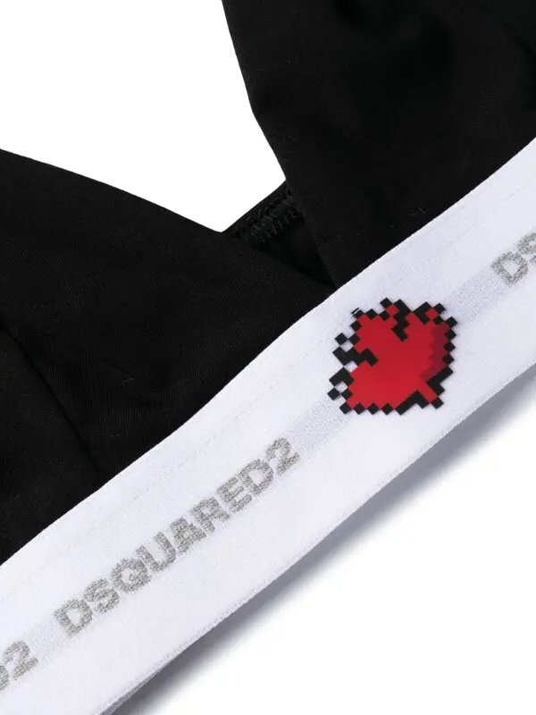 Dsquared2 Leaf-print Logo-waistband Bra