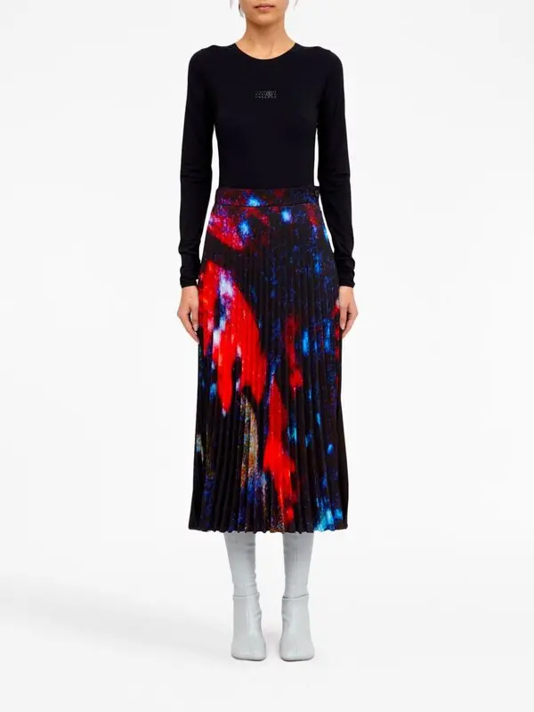 MAISON MARGIELA Abstract-print Pleated Skirt
