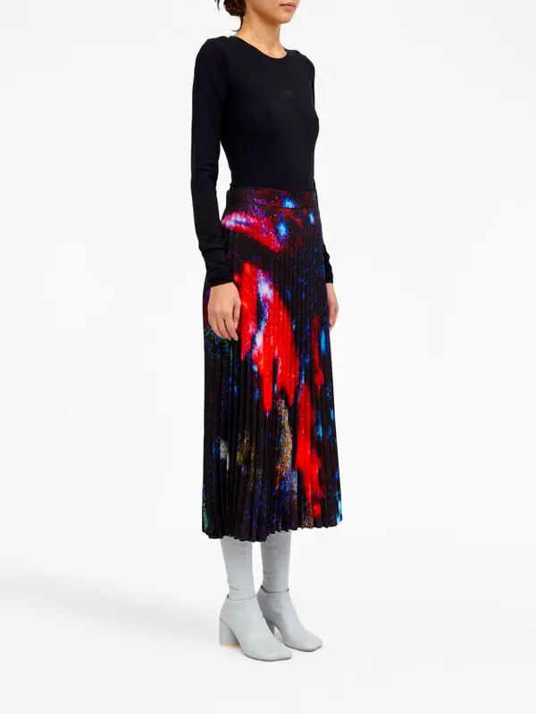 MAISON MARGIELA Abstract-print Pleated Skirt