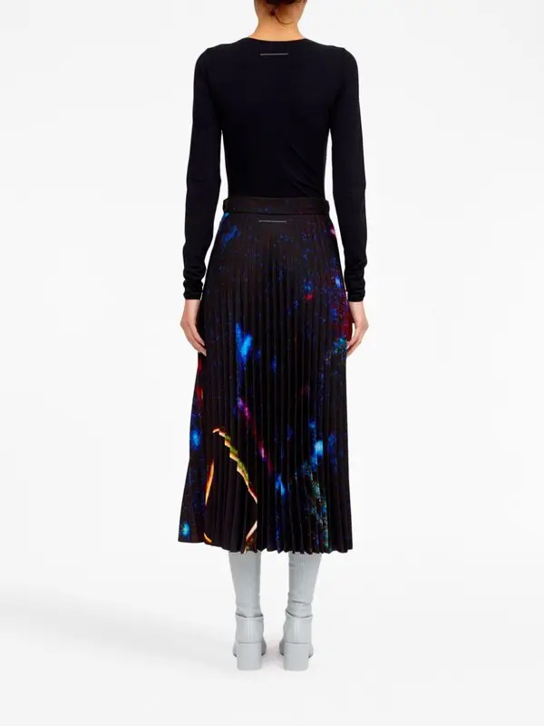MAISON MARGIELA Abstract-print Pleated Skirt