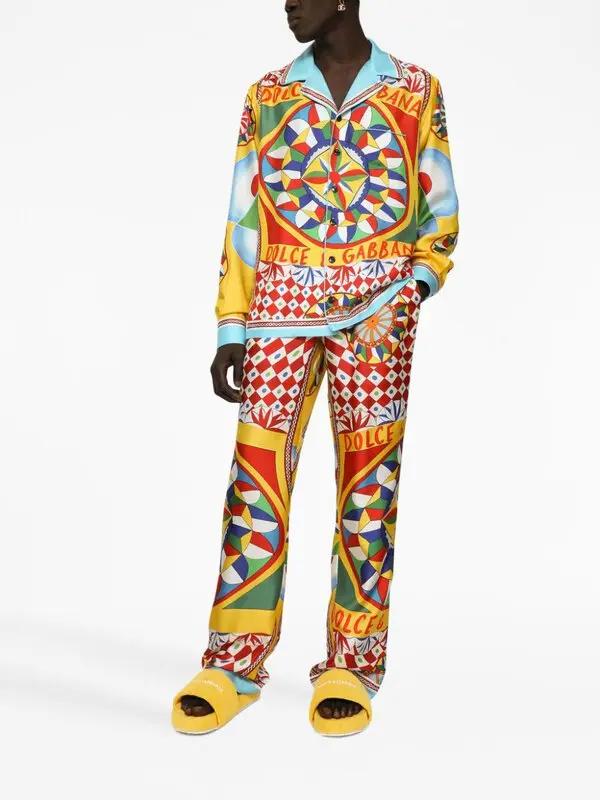 Dolce & Gabbana Carretto-print Twill Silk Shirt - Yellow