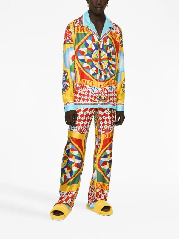 Dolce & Gabbana Carretto-print Twill Silk Shirt - Yellow