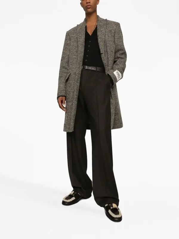Dolce & Gabbana Single-breasted Melange Coat - Grey