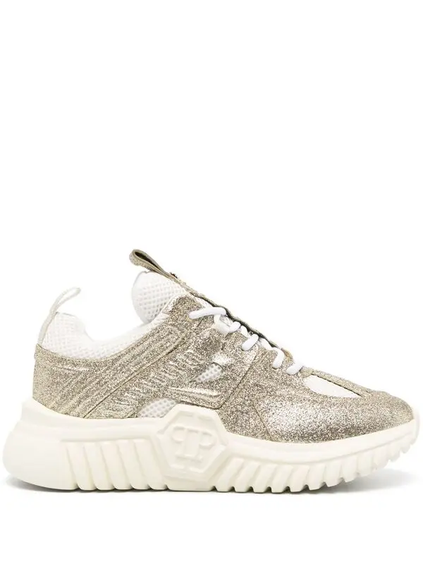 Philipp Plein Runner Glitter-embellished Sneakers - Gold