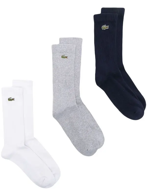 Lacoste Logo-embroidered Ribbed-knit Socks - White