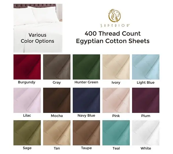 SUPERIOR Egyptian Cotton 400-tc Solid Sheet Set, Cal.king