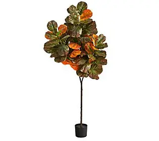NEARLY NATURAL 6' Autumn Fiddle Leaf Artificial Tree - One-color