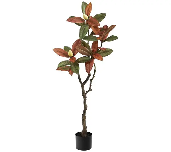 NEARLY NATURAL 4' Fall Magnolia Artificial Tree - One-color