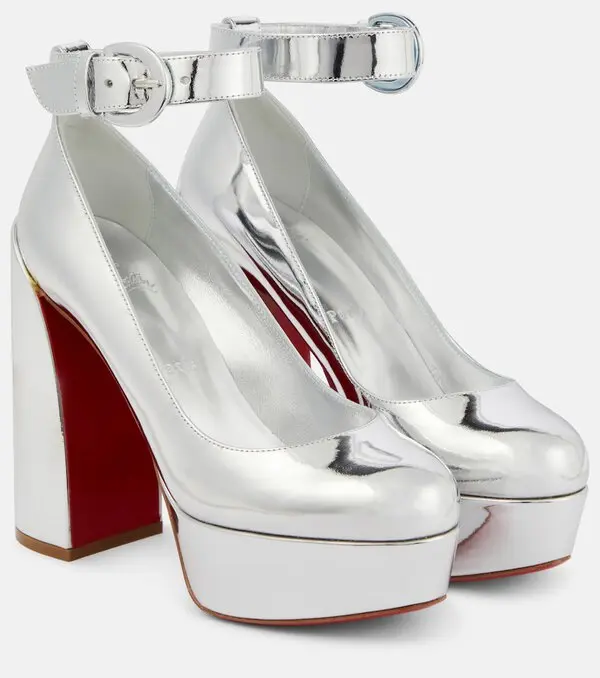 CHRISTIAN LOUBOUTIN Movidastrap Leather Pumps - Silver