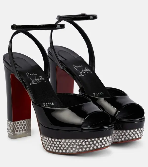CHRISTIAN LOUBOUTIN Cassandrina Alta 130 Embellished Sandals - Black