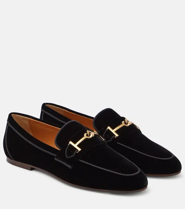 TOD'S Embellished Velvet Loafers