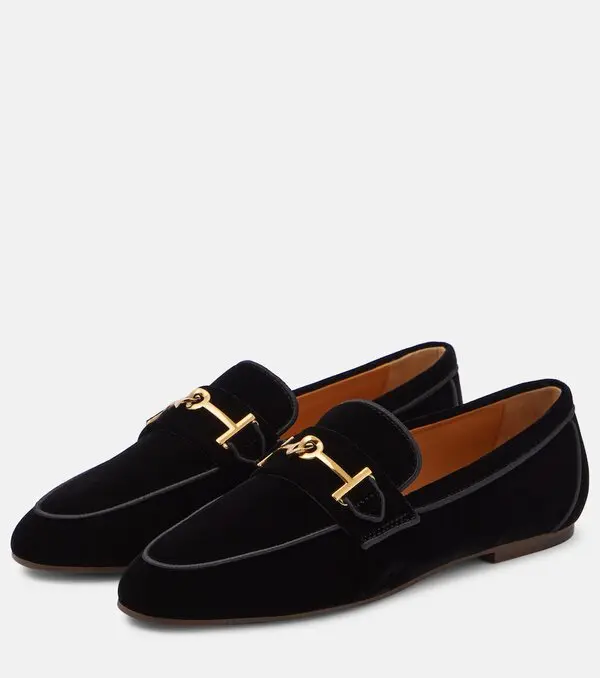 TOD'S Embellished Velvet Loafers
