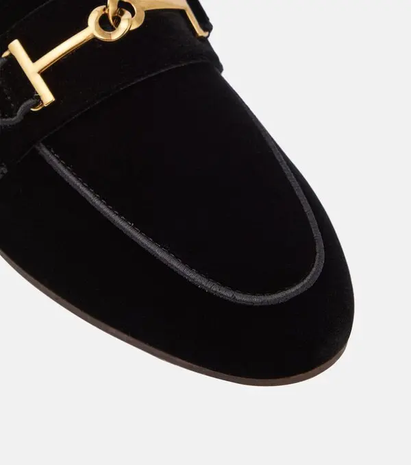 TOD'S Embellished Velvet Loafers