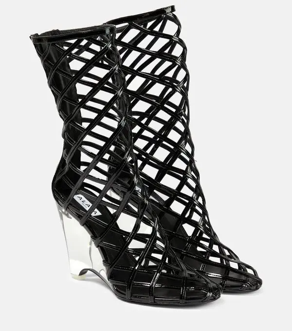 Alaïa Leather Wedge Ankle Boots