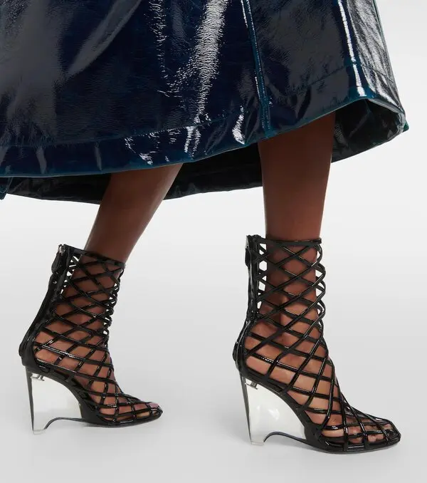 Alaïa Leather Wedge Ankle Boots