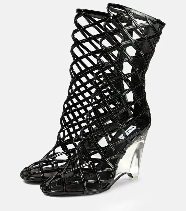 Alaïa Leather Wedge Ankle Boots