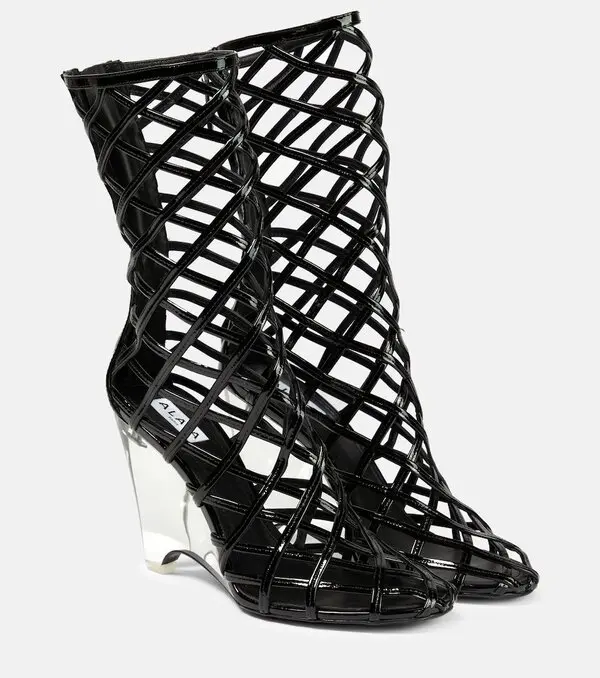 Alaïa Leather Wedge Ankle Boots