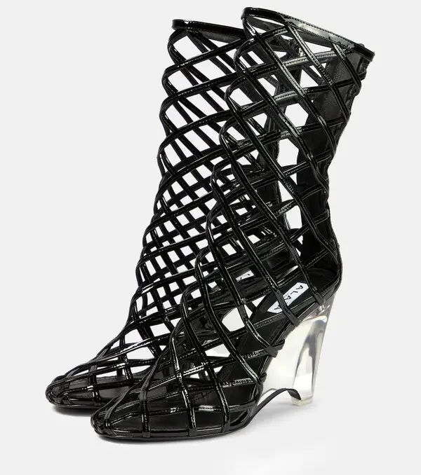 Alaïa Leather Wedge Ankle Boots