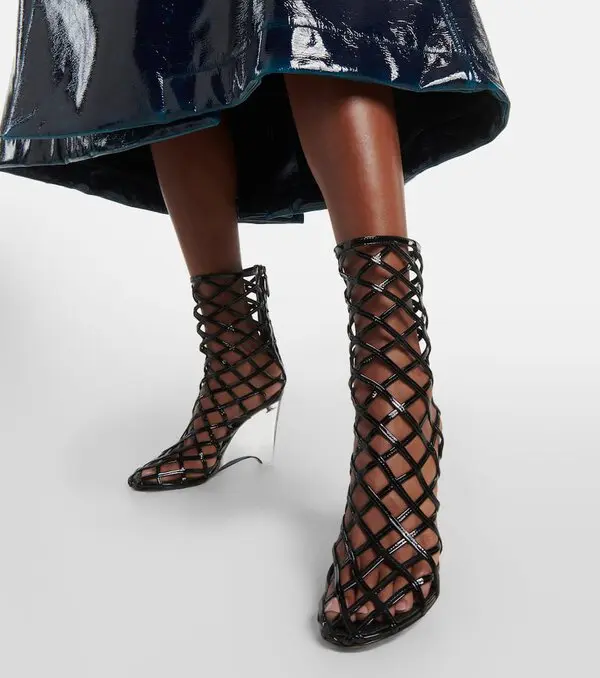 Alaïa Leather Wedge Ankle Boots