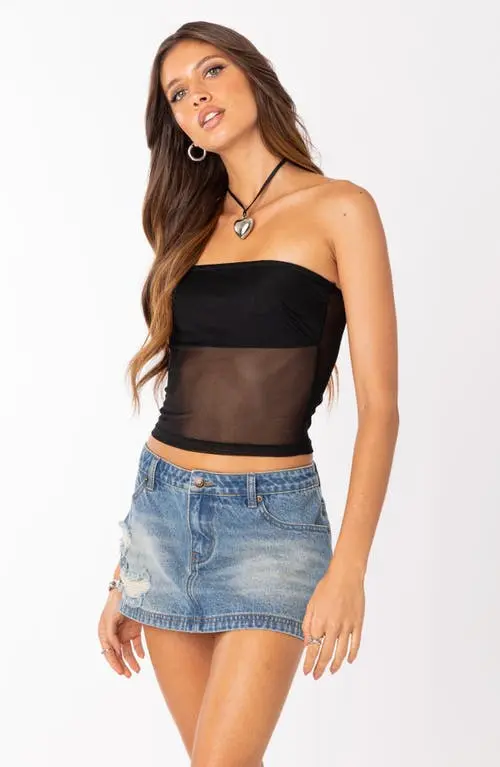 EDIKTED Celestia Mesh Tube Top