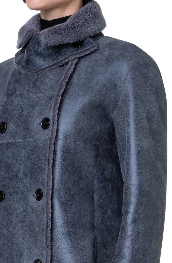 Akris Double-breasted Shearling Coat