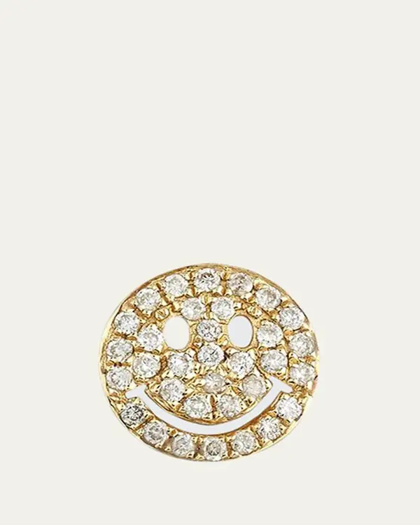 SYDNEY EVAN 14k Diamond Happy Face Single Stud Earring - Gold